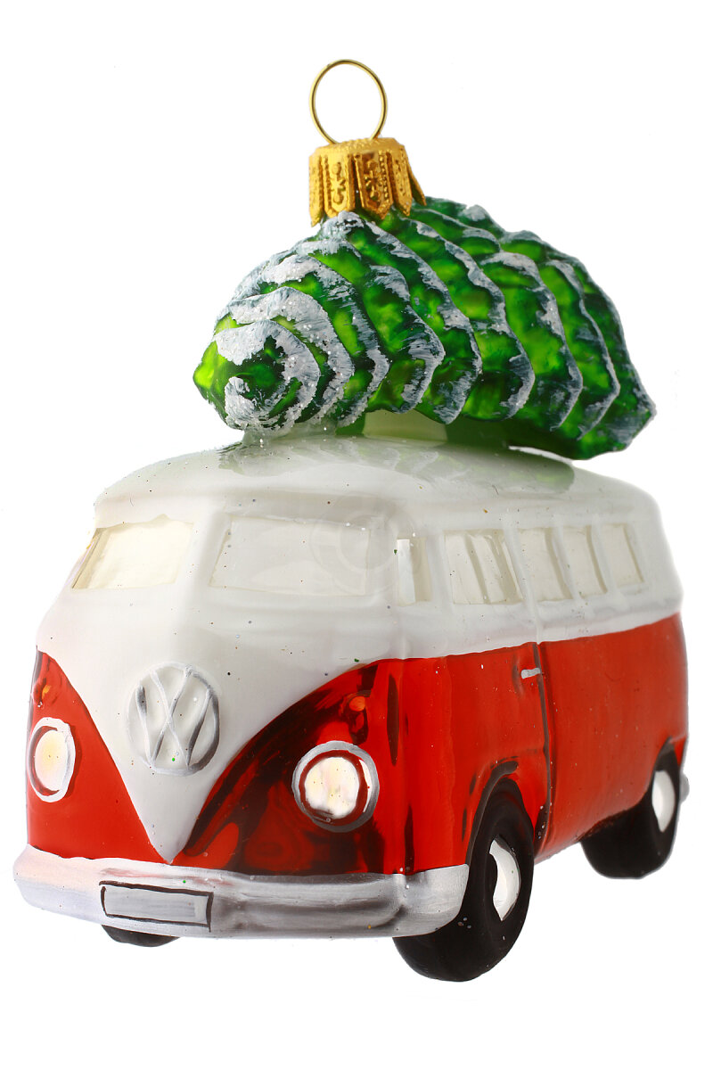Christbaumfiguren VW Bus Transporter mit Tannenbaum - Christbaumfigur ...